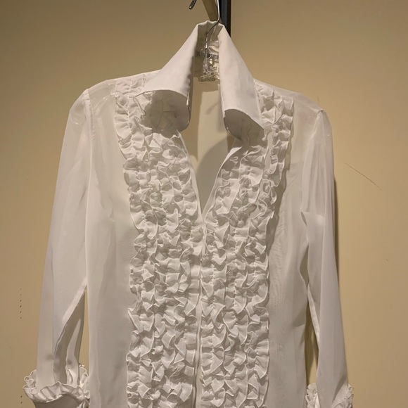Naracamicie | Tops | Vintage Nara Camiche Sheer Ruffled Tuxedo Blouse ...